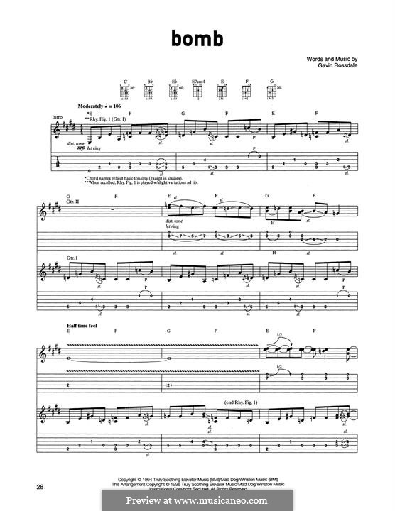 Bomb (Bush) by G. Rossdale - sheet music on MusicaNeo