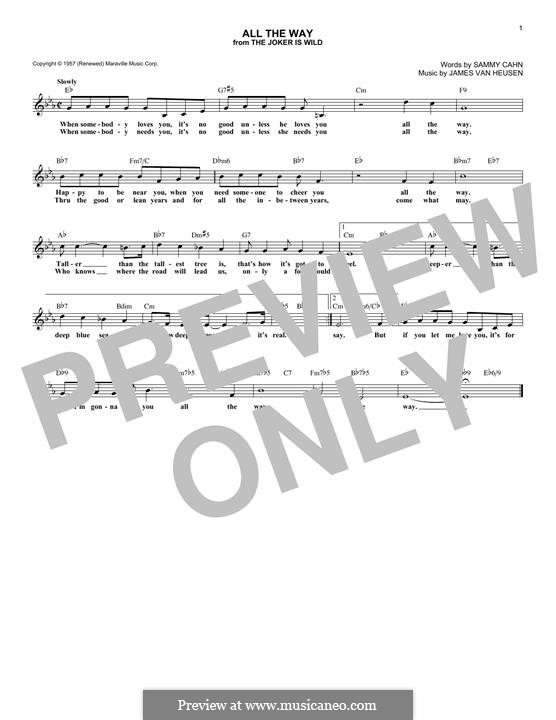 All the Way (Frank Sinatra) by J.V. Heusen - sheet music on MusicaNeo