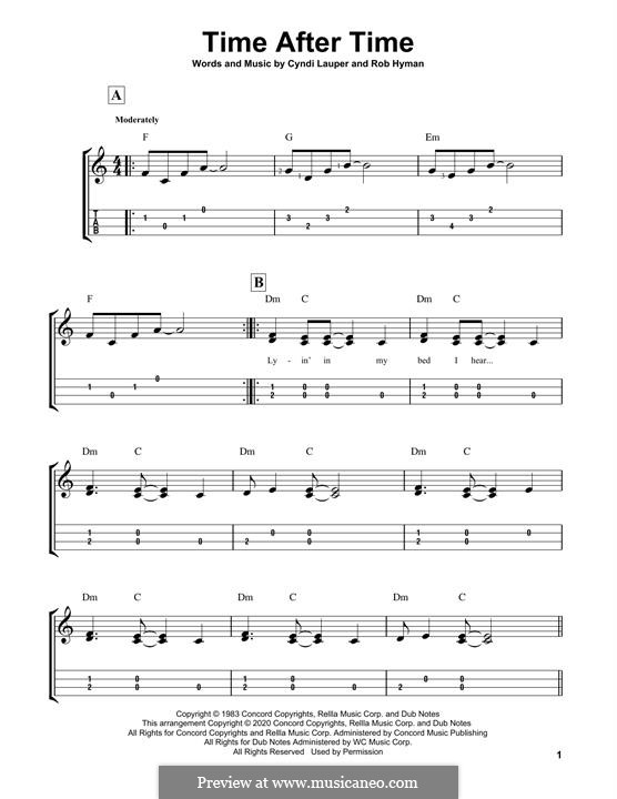 Time after Time by C. Lauper, R. Hyman - sheet music on MusicaNeo