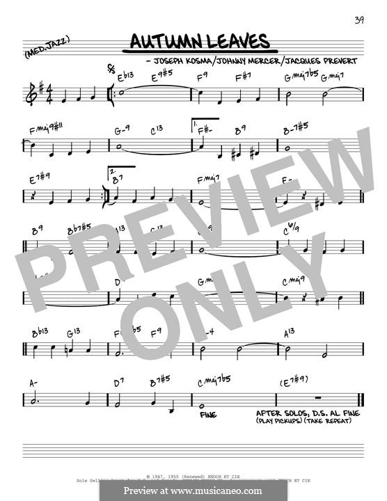 Vocal version (Autumn Leaves (Les Feuilles Mortes)) by J. Kosma on ...