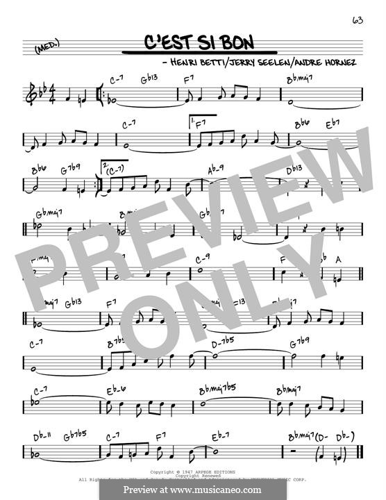C'est Si Bon (It's So Good) by H. Betti - sheet music on MusicaNeo