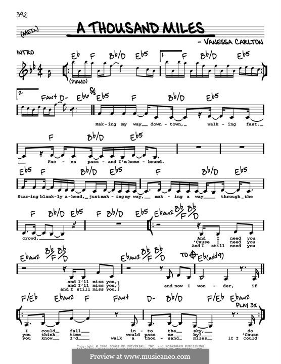 A Thousand Miles by V. Carlton - sheet music on MusicaNeo