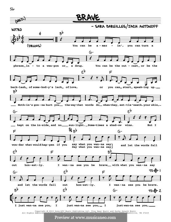 Brave by S. Bareilles, J. Antonoff - sheet music on MusicaNeo
