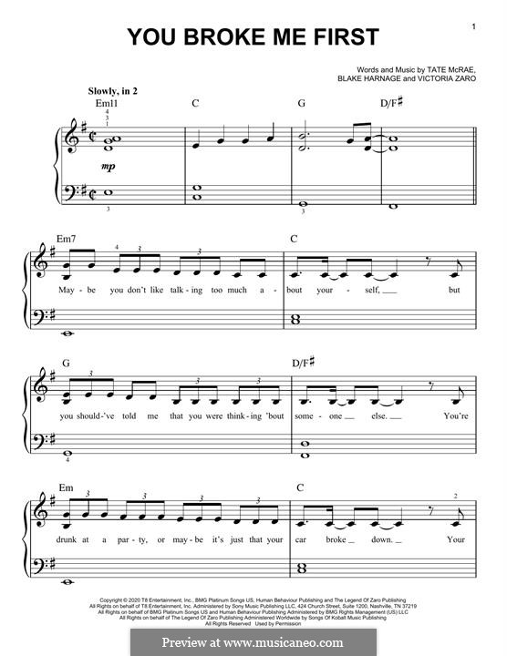 You Broke Me First by T. McRae - sheet music on MusicaNeo