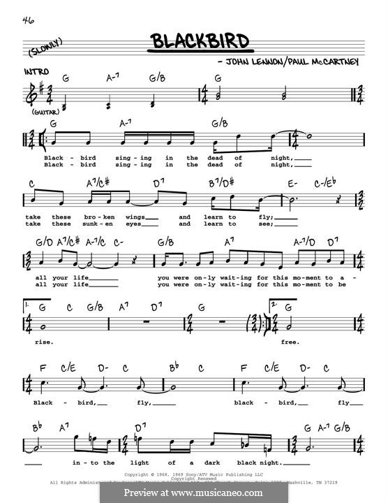 Blackbird The Beatles By J Lennon P Mccartney On Musicaneo