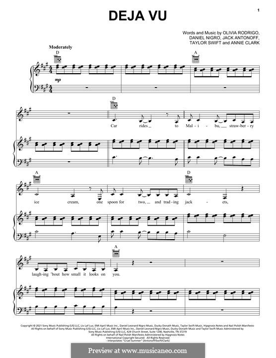 Deja vu (Olivia Rodrigo) by J. Antonoff - sheet music on MusicaNeo