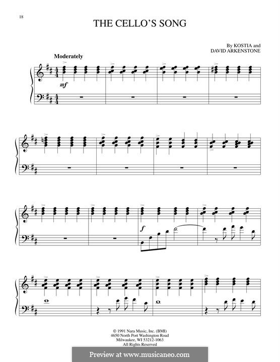 The Cello's Song by Kostia, D. Arkenstone - sheet music on MusicaNeo