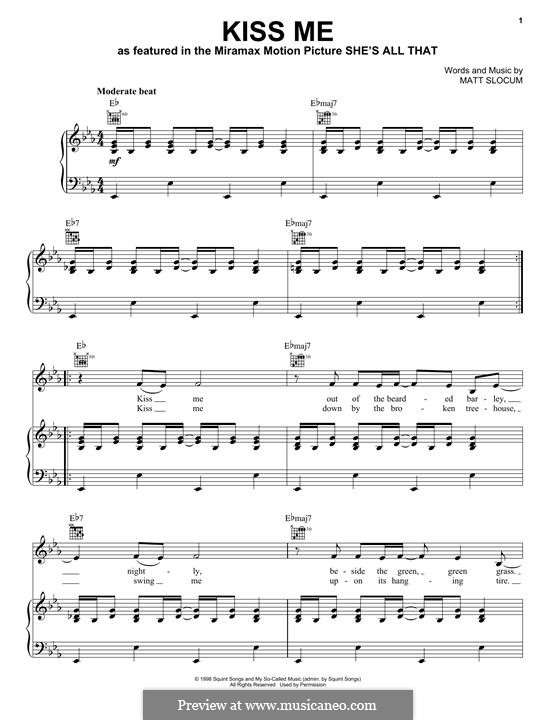 Kiss Me (Sixpence None the Richer) by M. Slocum - sheet music on MusicaNeo