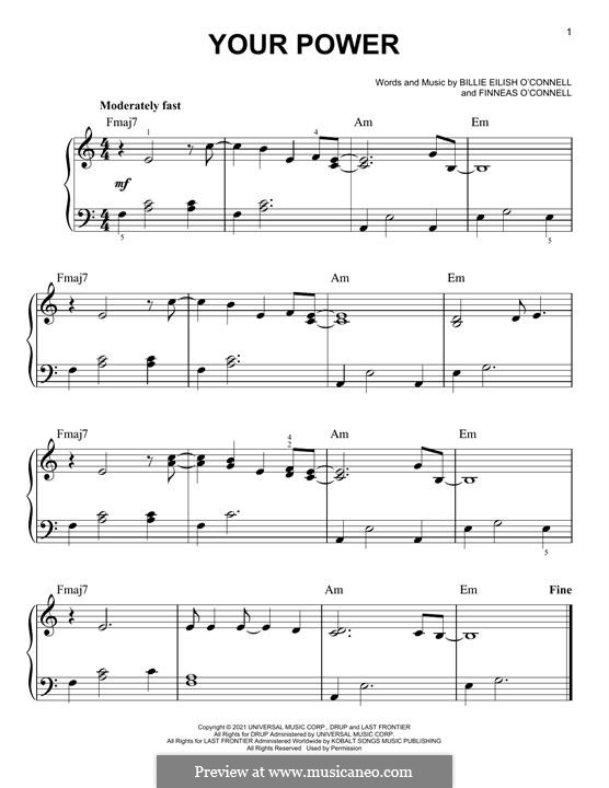 Your Power (Billie Eilish) by F. O'Connell - sheet music on MusicaNeo