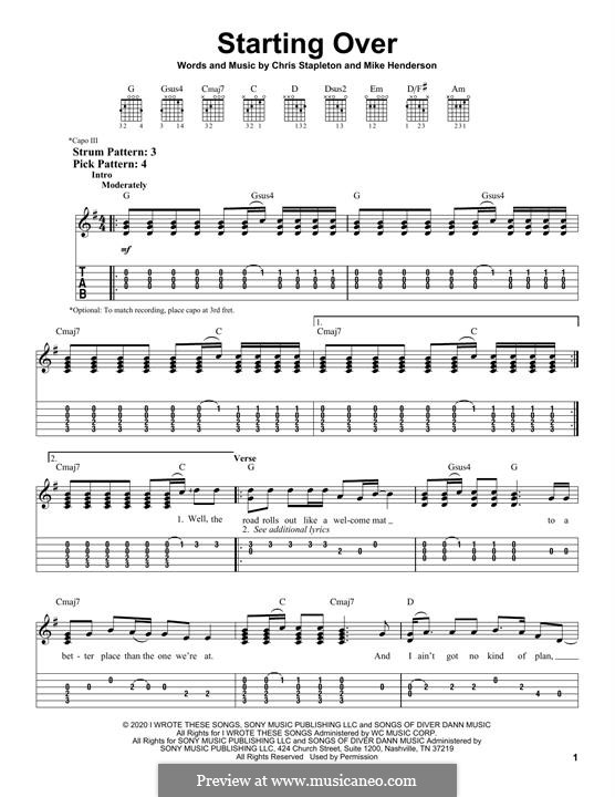 Starting Over by C. Stapleton - sheet music on MusicaNeo