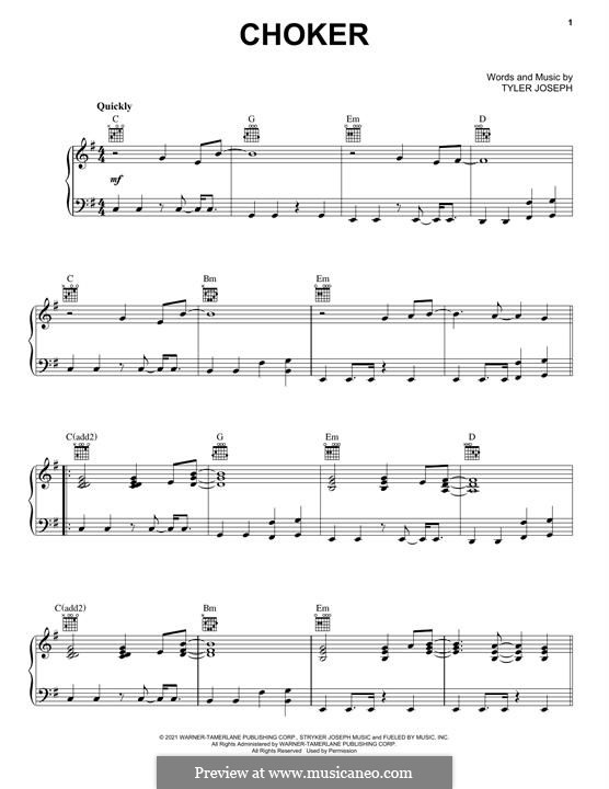 Choker (Twenty One Pilots) by T. Joseph - sheet music on MusicaNeo