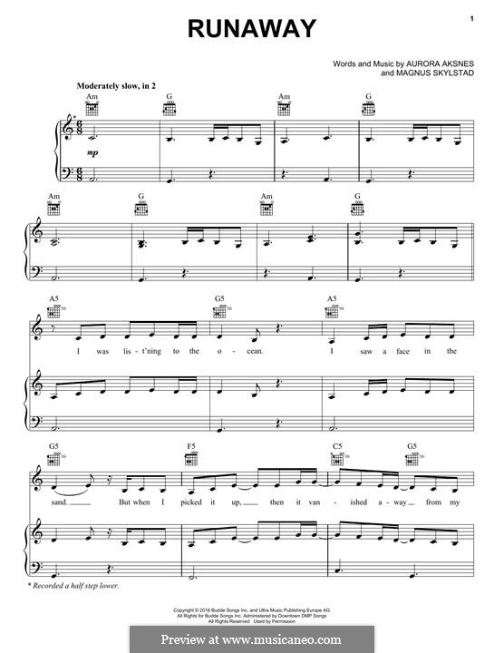 Runaway (Aurora) by M. Skylstad - sheet music on MusicaNeo