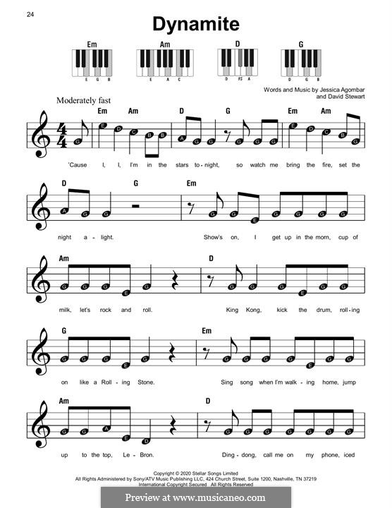 Dynamite (BTS) by D.A. Stewart - sheet music on MusicaNeo