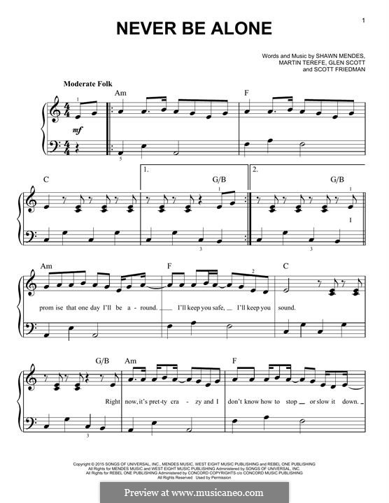 Never be Alone by M. Terefe, S. Harris, S. Mendes, G. Scott on MusicaNeo