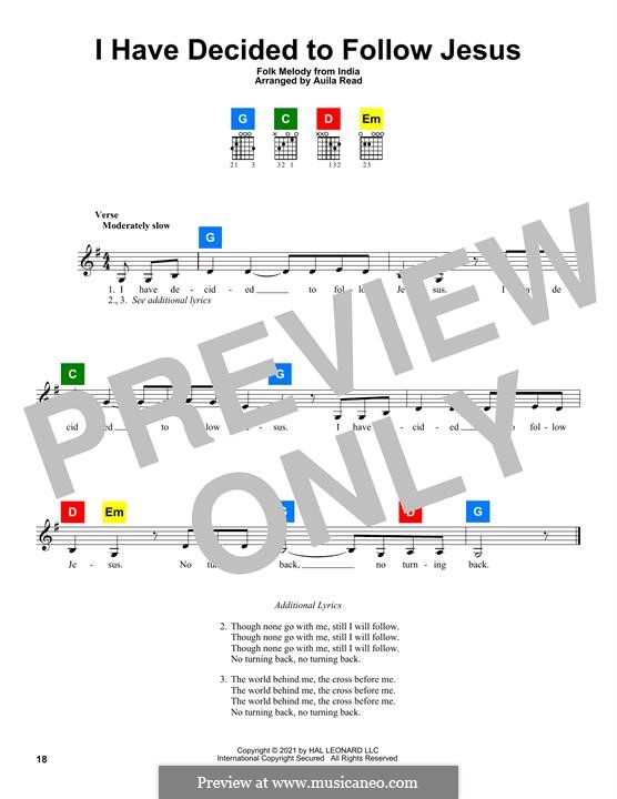 I Have Decided to Follow Jesus by folklore - sheet music on MusicaNeo