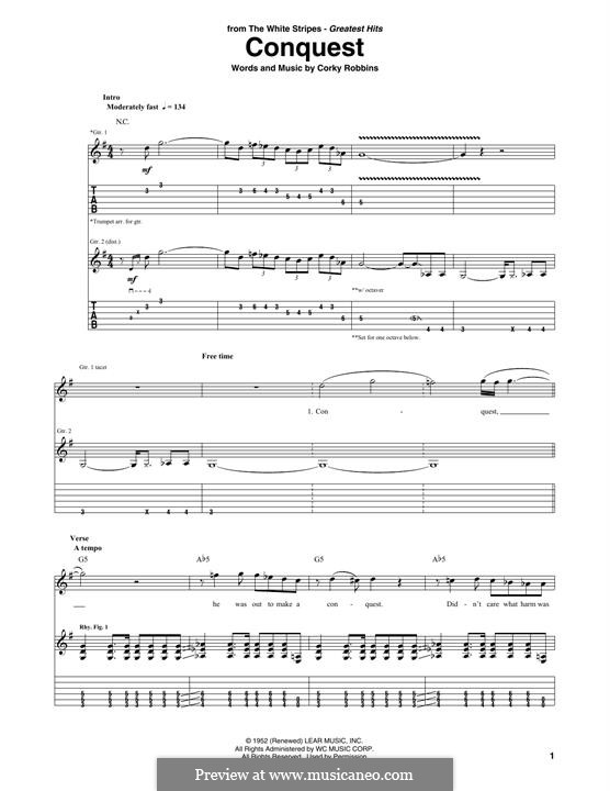 Conquest (The White Stripes) by C. Robbins - sheet music on MusicaNeo