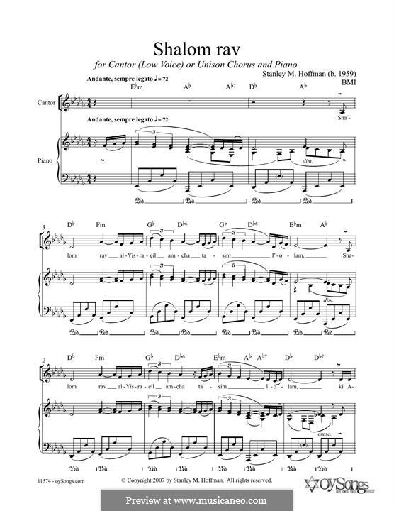Shalom Rav by S. Hoffman - sheet music on MusicaNeo