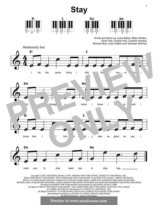 Stay (feat. Justin Bieber) by C. Howard - sheet music on MusicaNeo