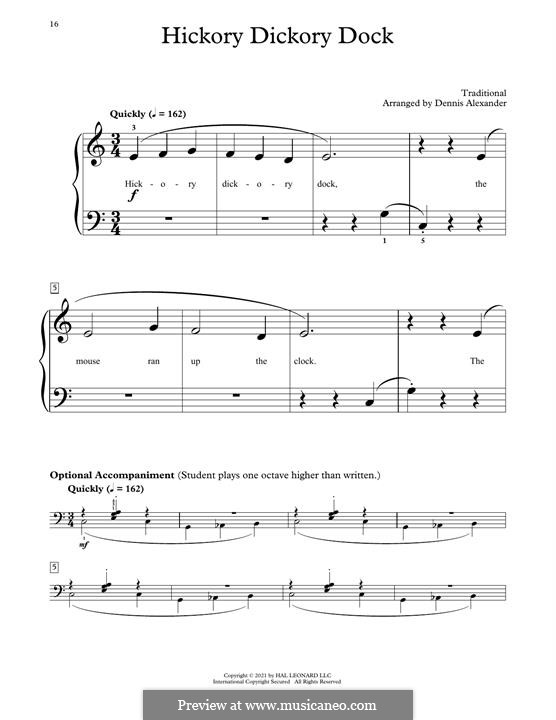 Hickory Dickory Dock by folklore - sheet music on MusicaNeo