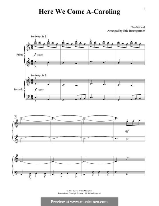 Here we Come a-Caroling by folklore - sheet music on MusicaNeo