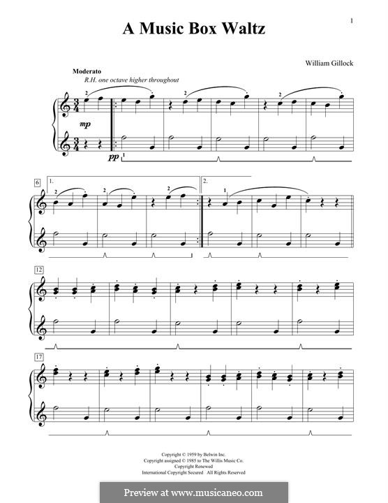 A Music Box Waltz by W. Gillock - sheet music on MusicaNeo