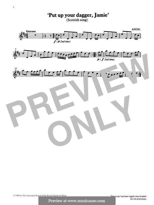 Put up your dagger, Jamie by folklore - sheet music on MusicaNeo