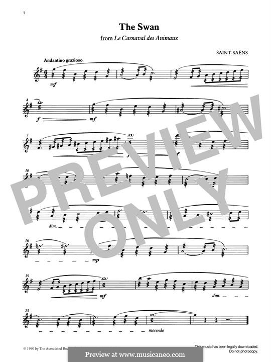 The Swan (printable scores) (Le carnaval des animaux (The Carnival of ...