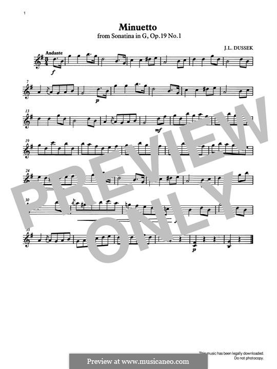 Minuetto by J.L. Dussek - sheet music on MusicaNeo