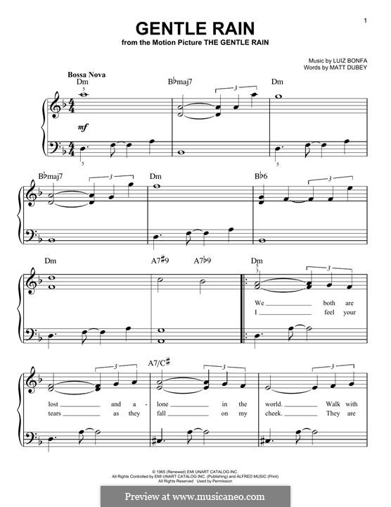 Gentle Rain by L. Bonfa - sheet music on MusicaNeo