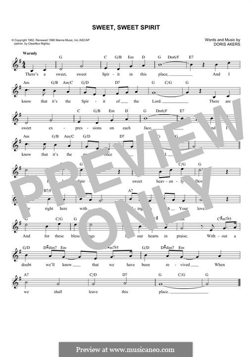 Sweet, Sweet Spirit by D. Akers - sheet music on MusicaNeo