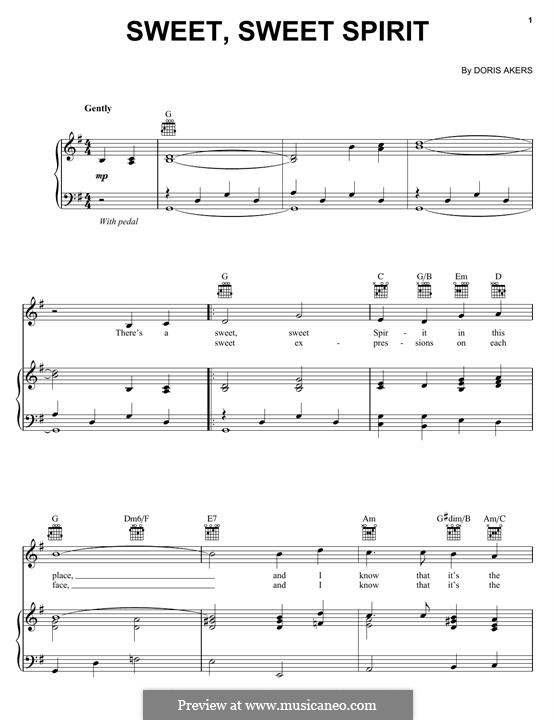 Sweet, Sweet Spirit by D. Akers - sheet music on MusicaNeo