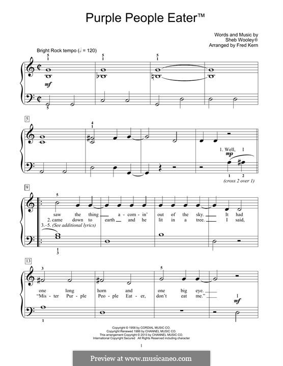 Purple People Eater by S. Wooley - sheet music on MusicaNeo