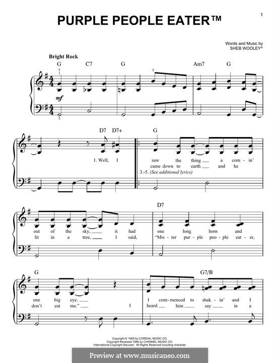 Purple People Eater by S. Wooley - sheet music on MusicaNeo