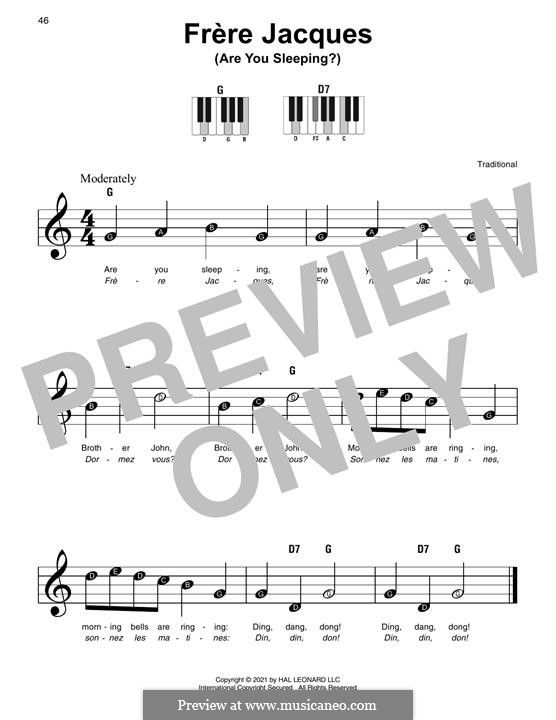 Frere Jacques (Are You Sleeping?) by folklore - sheet music on MusicaNeo