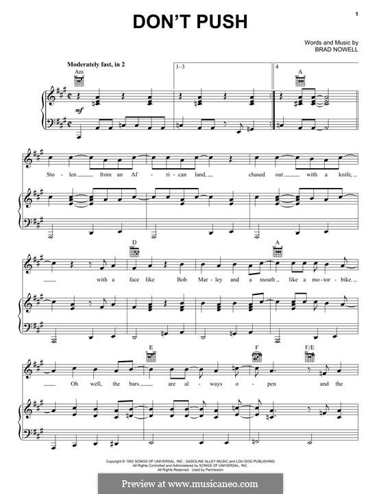 Don't Push (Sublime) by B. Nowell - sheet music on MusicaNeo