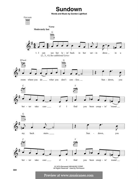 Sundown by G. Lightfoot - sheet music on MusicaNeo
