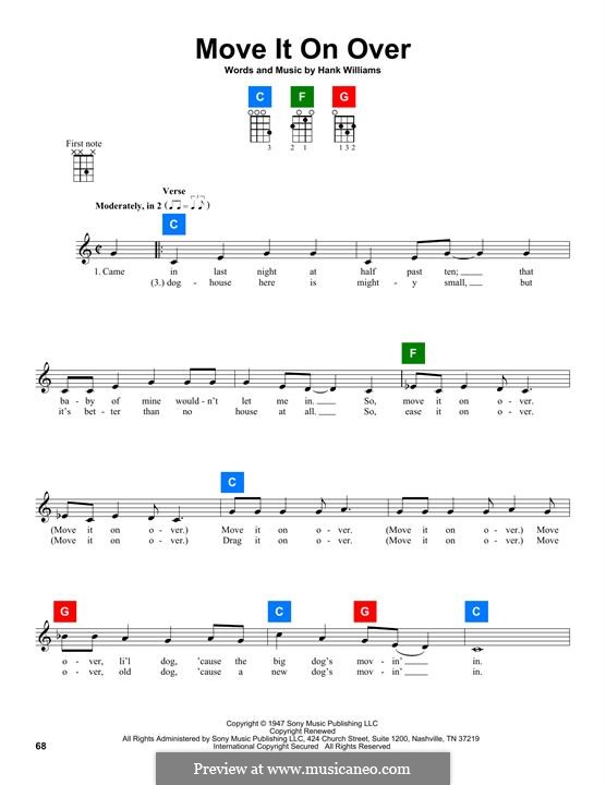 Move It on Over by H. Williams - sheet music on MusicaNeo