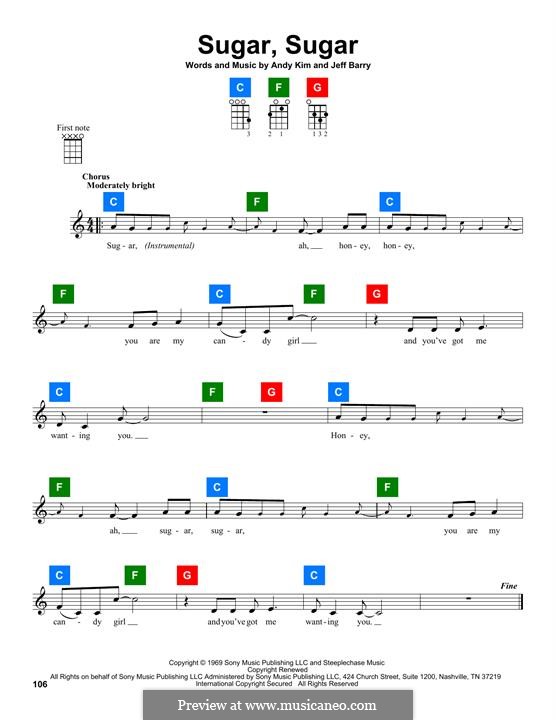 Sugar, Sugar (The Archies) by A. Kim, J. Barry - sheet music on MusicaNeo