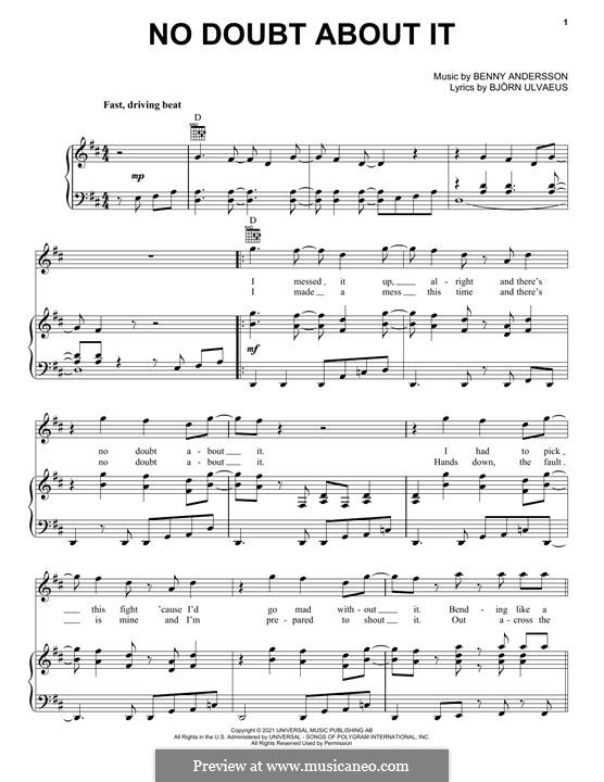 No Doubt About It Abba By B Andersson Sheet Music On Musicaneo