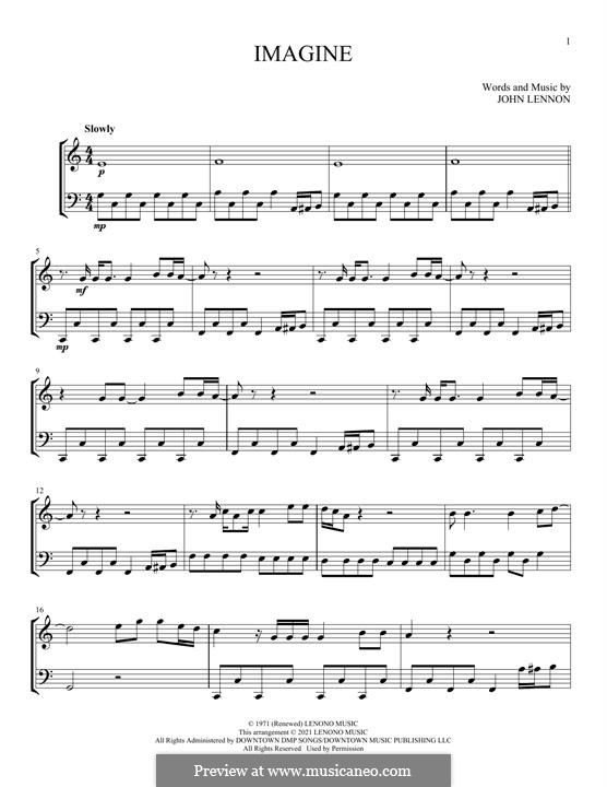 Instrumental version (Imagine) by J. Lennon - sheet music on MusicaNeo