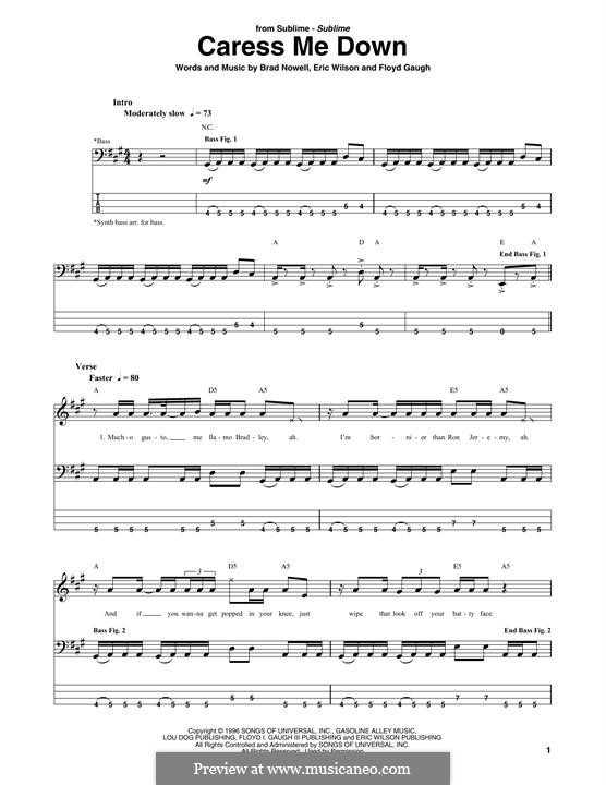 Caress Me Down (Sublime) by B. Nowell, E. Wilson, F. Gaugh on MusicaNeo
