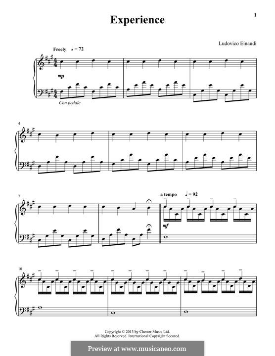 Experience by L. Einaudi - sheet music on MusicaNeo