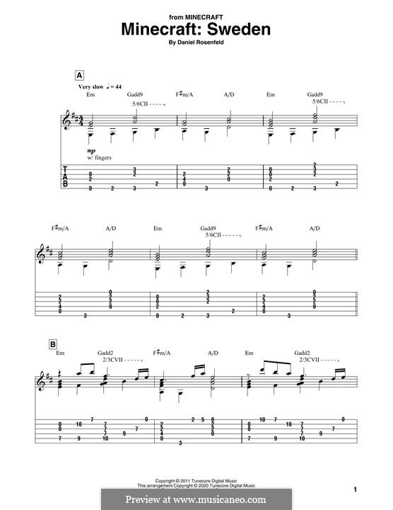 Sweden (from Minecraft) (C418) by D. Rosenfeld - sheet music on MusicaNeo