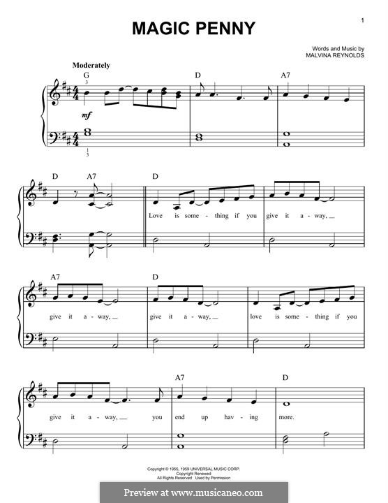 Magic Penny by M. Reynolds - sheet music on MusicaNeo
