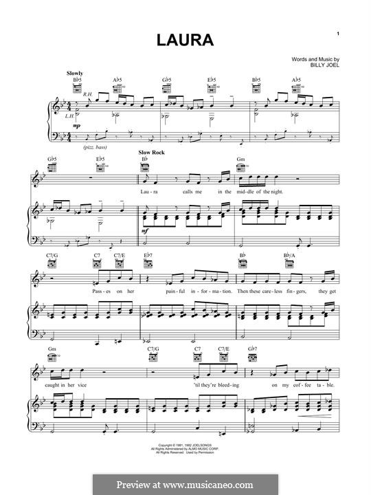 Laura by B. Joel - sheet music on MusicaNeo