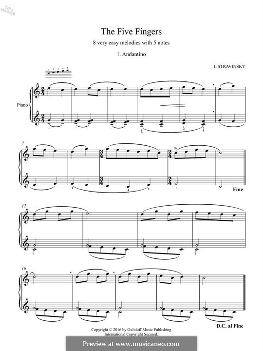 Five Fingers (Les cinq doigts) by I. Stravinsky - sheet music on MusicaNeo