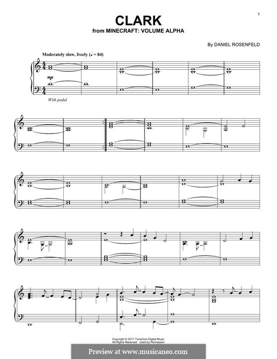 Clark (from Minecraft) (C418) by D. Rosenfeld - sheet music on MusicaNeo