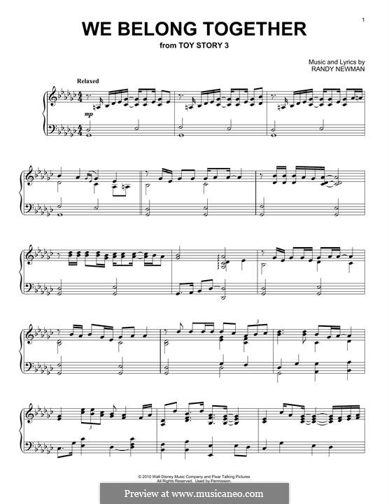 We Belong Together (from Toy Story 3) by R. Newman on MusicaNeo