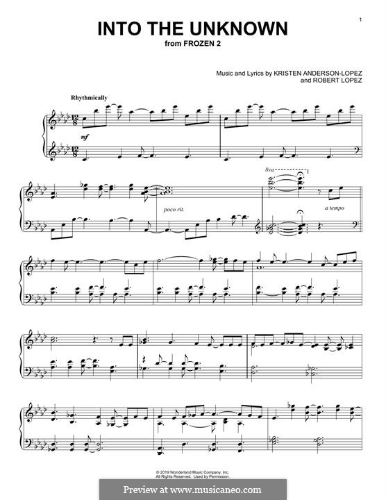 Into the Unknown (from Disney's Frozen 2) by R. Lopez, K. Anderson-Lopez on MusicaNeo