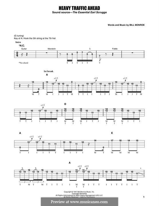 Heavy Traffic Ahead (Earl Scruggs) by B. Monroe - sheet music on MusicaNeo Heavy Traffic Ahead (Earl Scruggs) by B. Monroe - sheet music on MusicaNeo